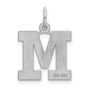 Solid 925 Sterling Silver Medium Block Initial Letter M Alphabet Charm Pendant 19mm