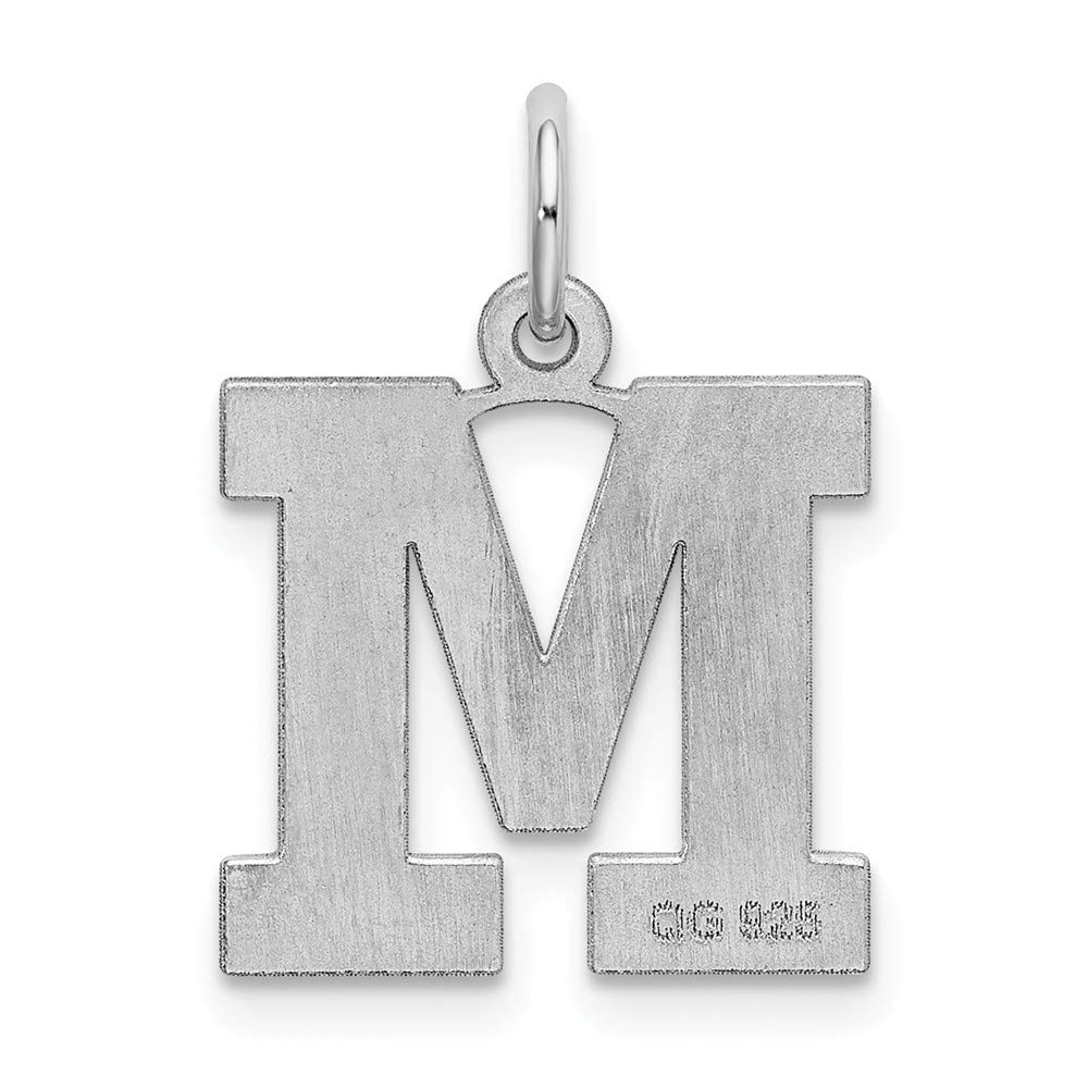 Solid 925 Sterling Silver Medium Block Initial Letter M Alphabet Charm Pendant 19mm