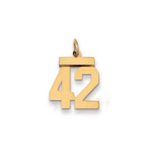 solid 14k yellow gold small number 42 charm pendant