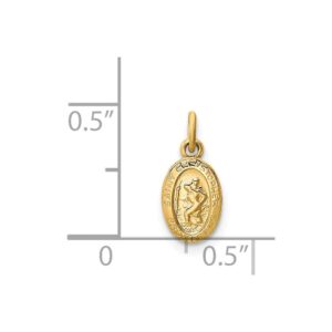 Solid 14k Yellow Gold Catholic Patron Saint Christopher Medal Charm Pendant - 14mm x 6mm