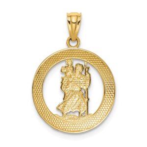 Solid 14k Yellow Gold St Christopher Pendant Charm - 18mm x 17mm