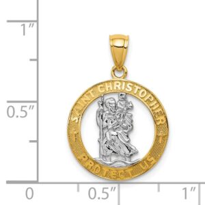 Solid 14k Yellow Gold St Christopher Pendant Charm - 18mm x 17mm