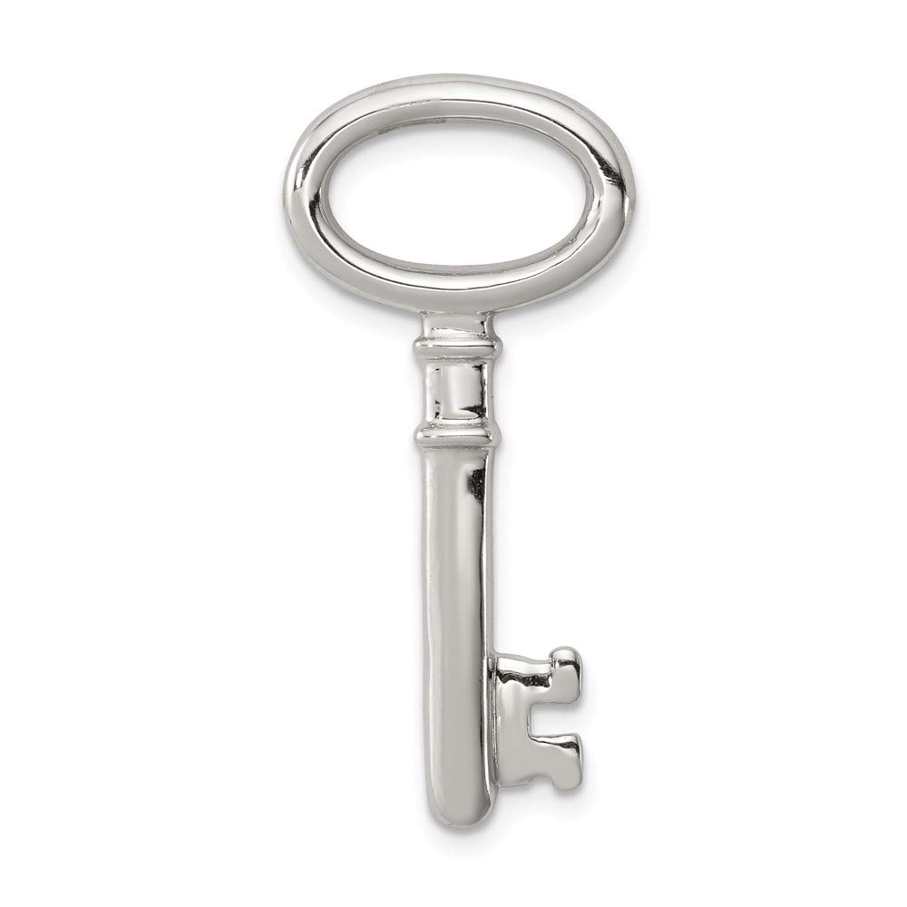 Solid 925 Sterling Silver Key Pendant Charm - 33mm x 15mm