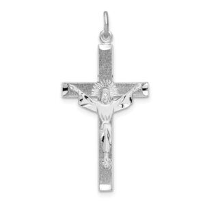 solid 925 sterling silver textured risen christ cross pendant charm