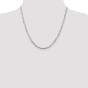 Solid 925 Sterling Silver 3mm Round Spiga Chain Necklace - with Secure Lobster Lock Clasp 20"