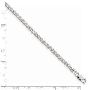 Solid 925 Sterling Silver 3mm Round Spiga Chain Necklace - with Secure Lobster Lock Clasp 20"