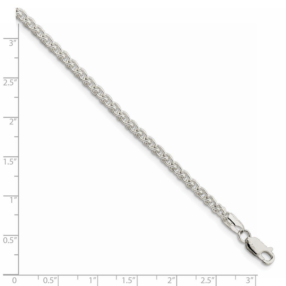 Solid 925 Sterling Silver 3mm Round Spiga Chain Necklace - with Secure Lobster Lock Clasp 20"