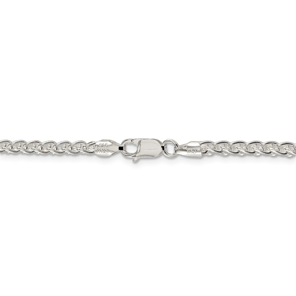 Solid 925 Sterling Silver 3mm Round Spiga Chain Necklace - with Secure Lobster Lock Clasp 20"