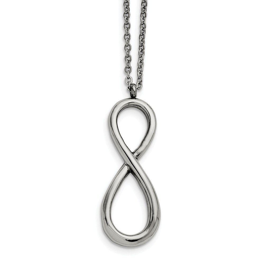 Solid Stainless Steel Infinity Love Knot Symbol Symbol Pendant Necklace Charm Chain - with Secure Lobster Lock Clasp 18"