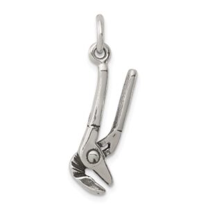 solid 925 sterling silver vintage antiqued wrench charm pendant - 25mm x 9mm