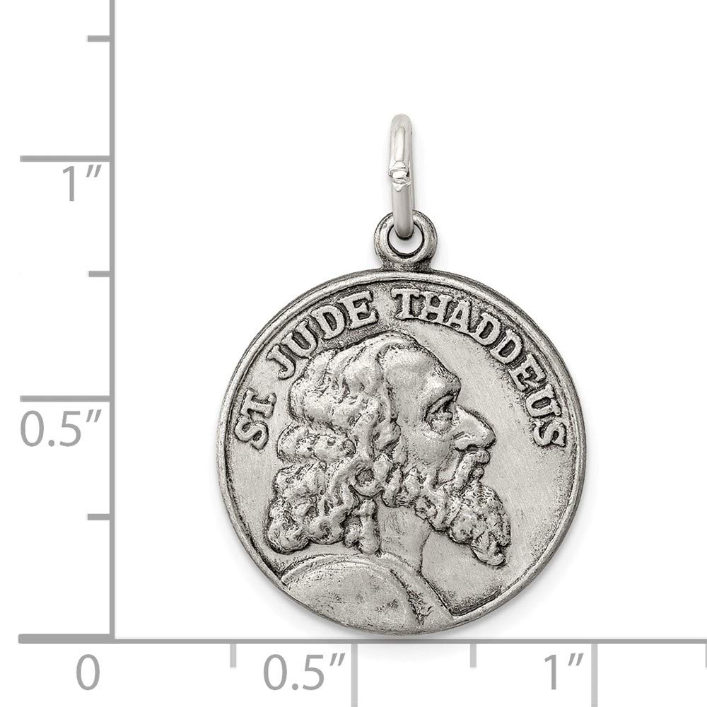 Solid 925 Sterling Silver Patron Catholic Patron Saint Jude Thaddeus Pendant Charm Medal - 26mm x 20mm