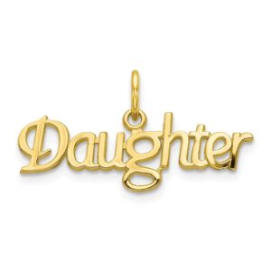 solid 10k yellow gold daughter charm pendant - 14mm x 26mm