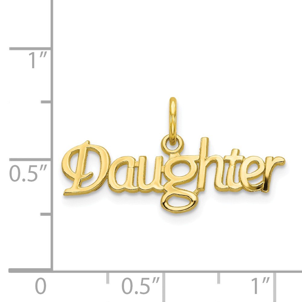 Solid 10k Yellow Gold Daughter Charm Pendant - 14mm x 26mm