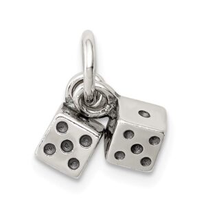 solid 925 sterling silver antique dice charm pendant 11mm