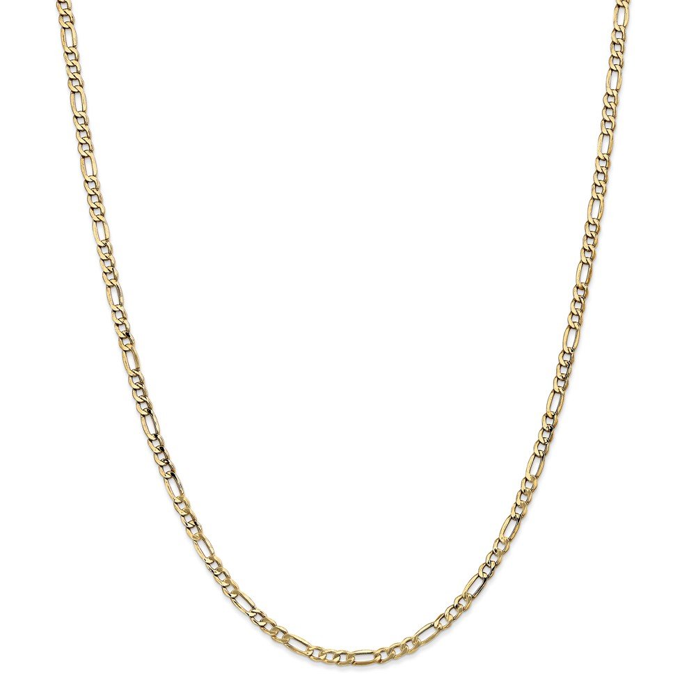 Sonia Jewels 14k Yellow Gold 3.5mm Figaro Chain Necklace - with Secure Lobster Lock Clasp 24"