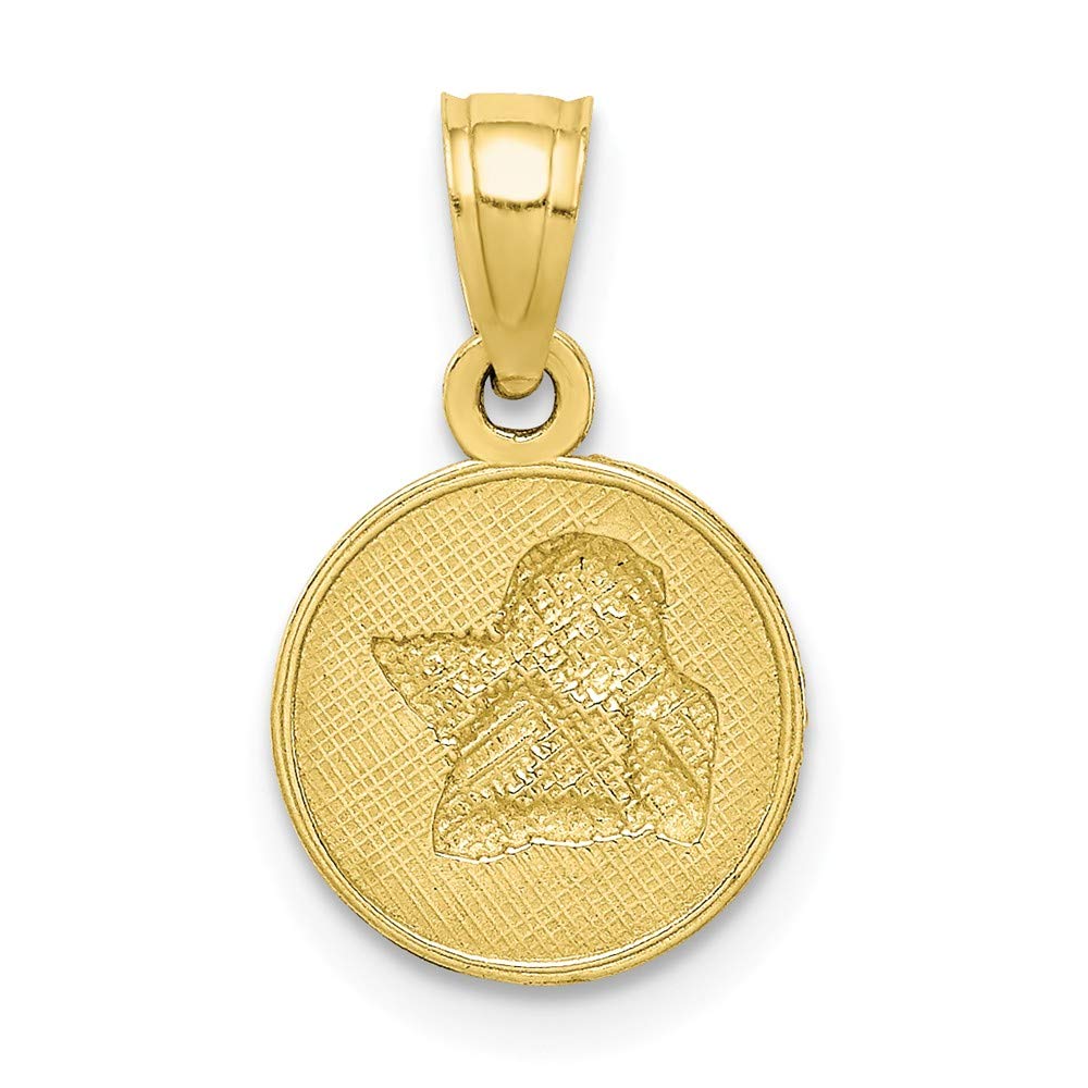 Solid 10k Yellow Gold Two Toned and Textured Angel Pendant Charm