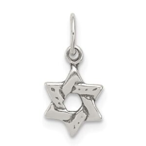 solid 925 sterling silver small star of david lucky jewish charm pendant - 10mm x 7mm