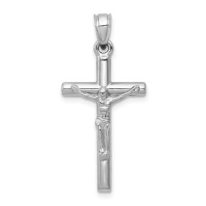 14k white gold cross pendant crucifix charm - 33mm x 15mm