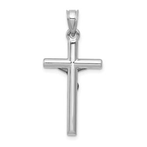 14k White Gold Cross Pendant Crucifix Charm - 33mm x 15mm