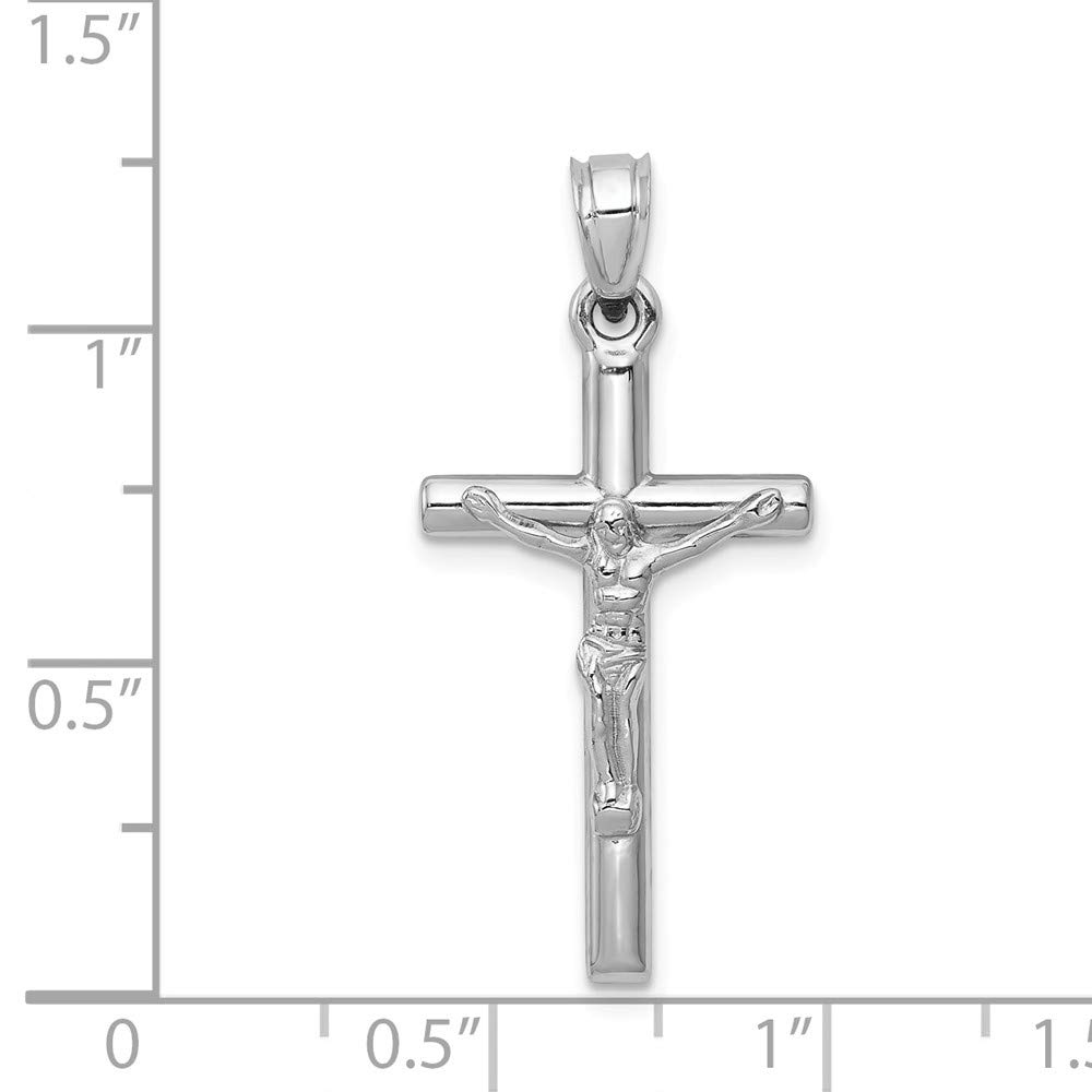 14k White Gold Cross Pendant Crucifix Charm - 33mm x 15mm