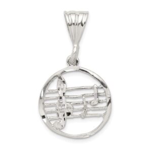 solid 925 sterling silver music staff charm pendant - 22mm x 19mm