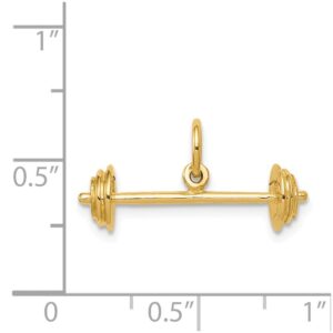 Solid 14k Yellow Gold Barbell Charm Pendant - 10mm x 22mm