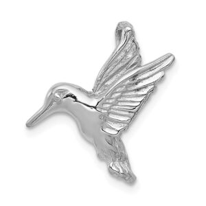 solid 14k white gold open-backed hummingbird chain slide pendant charm - 19mm x 18mm