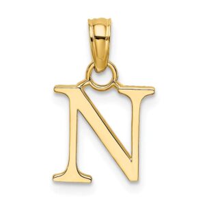 solid 14k yellow gold n block initial letter alphabet charm pendant