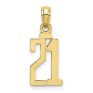 solid 10k yellow gold number 21 pendant charm