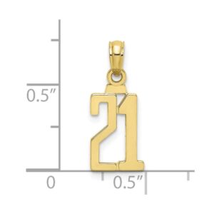 Solid 10k Yellow Gold Number 21 Pendant Charm