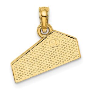 Solid 14k Yellow Gold Cheese Wedge Charm Pendant - 7mm x 15mm