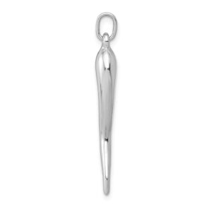 Sonia Jewels 14k White Gold Cornicello Italian Horn Protection Charm Pendant - 34mm x 4mm