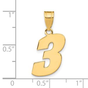 Solid 14k Yellow Gold Block Number 3 Pendant Charm