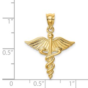 Solid 14k Yellow Gold RN Registered Nurse Caduceus Symbol Medical Emergency Alert Pendant Charm