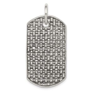 solid 925 sterling silver dog tag pendant charm - 43mm x 21mm