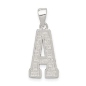 solid 925 sterling silver initial letter a alphabet charm pendant - 25mm x 10mm