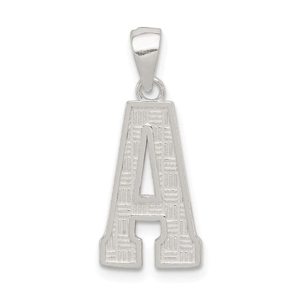 Solid 925 Sterling Silver Initial Letter A Alphabet Charm Pendant - 25mm x 10mm