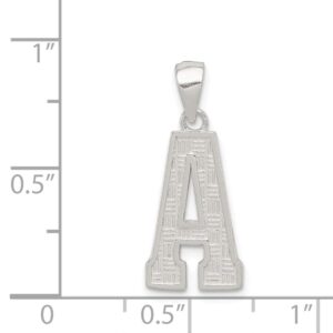 Solid 925 Sterling Silver Initial Letter A Alphabet Charm Pendant - 25mm x 10mm