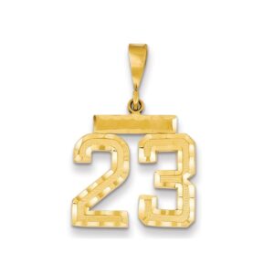 solid 14k yellow gold medium diamond-cut number 23 charm pendant