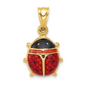 sonia jewels 14k yellow gold enameled ladybug charm pendant - 22mm x 11mm