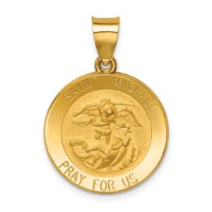 sonia jewels 14k yellow gold catholic patron saint michael medal brushed matte finish pendant charm - 21mm x 18mm