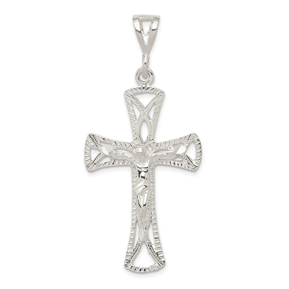 Solid 925 Sterling Silver Cross Pendant Crucifix Charm - 51mm x 25mm