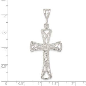 Solid 925 Sterling Silver Cross Pendant Crucifix Charm - 51mm x 25mm