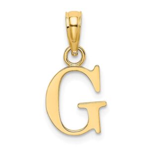 solid 14k yellow gold g block initial letter alphabet charm pendant