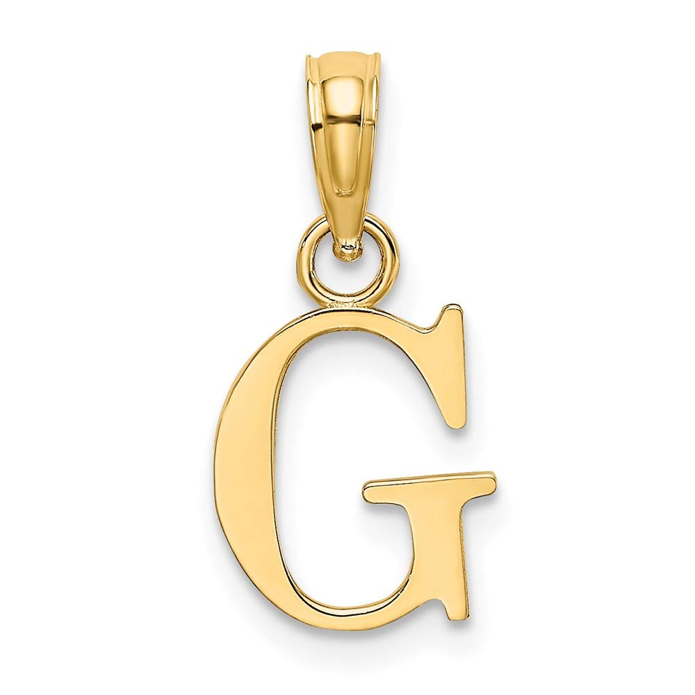 Solid 14k Yellow Gold G Block Initial Letter Alphabet Charm Pendant