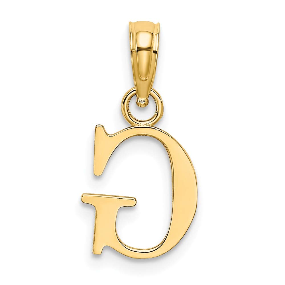 Solid 14k Yellow Gold G Block Initial Letter Alphabet Charm Pendant