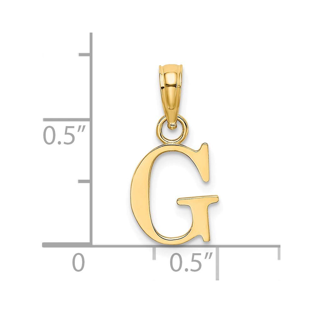 Solid 14k Yellow Gold G Block Initial Letter Alphabet Charm Pendant