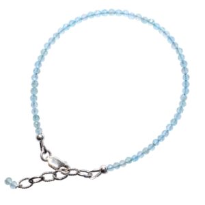 zenergy gems adjustable 6.5" to 7.5" micro-faceted 2.8mm blue apatite bracelet sterling silver (selenite charged) reiki