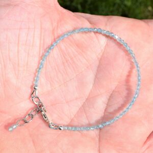 Zenergy Gems Adjustable 6.5" to 7.5" Micro-Faceted 2.8mm Blue Apatite Bracelet Sterling Silver (Selenite Charged) Reiki