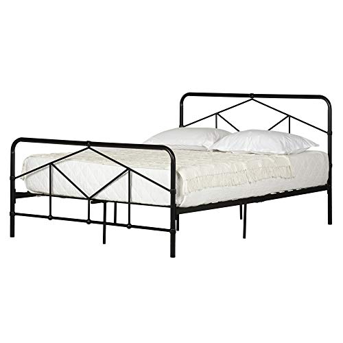 South Shore Sazena Geometric Metal Platform Bed -Full-Matte Black